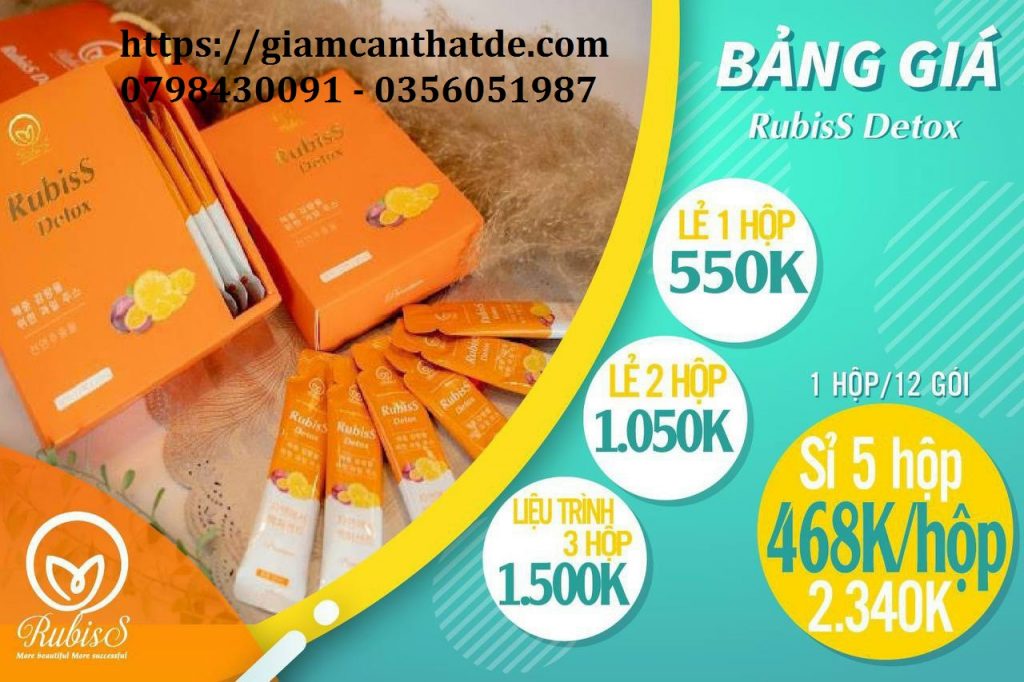 Giảm cân Rubiss Detox - Chính hãng bao giảm 3-8kg mỡ thừa