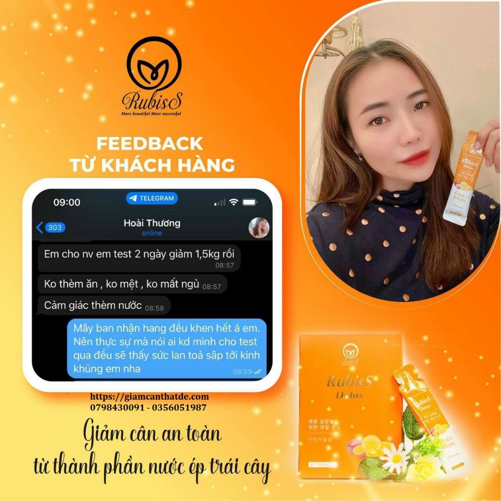 Giảm cân Rubiss Detox - Chính hãng bao giảm 3-8kg mỡ thừa