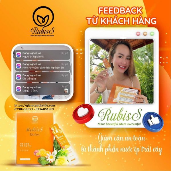 Giảm cân Rubiss Detox - Chính hãng bao giảm 3-8kg mỡ thừa