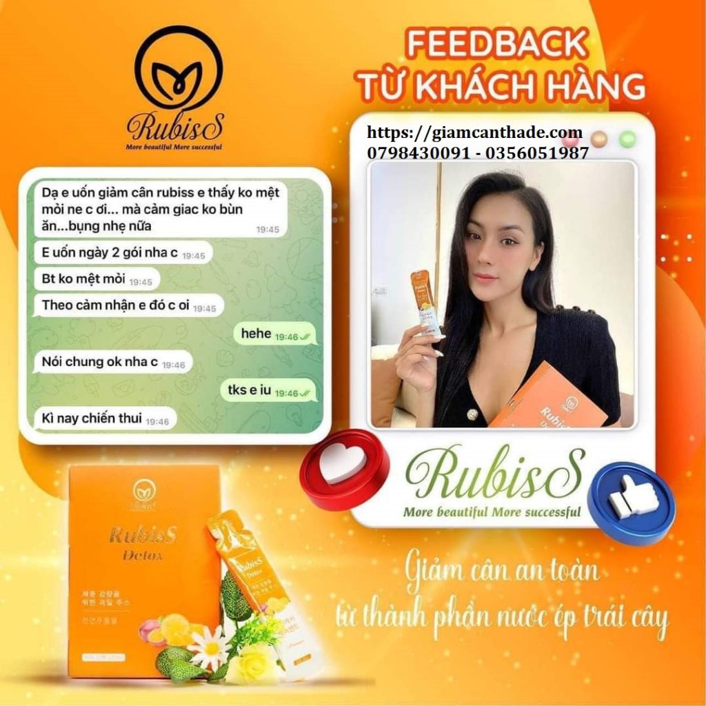 Giảm cân Rubiss Detox - Chính hãng bao giảm 3-8kg mỡ thừa