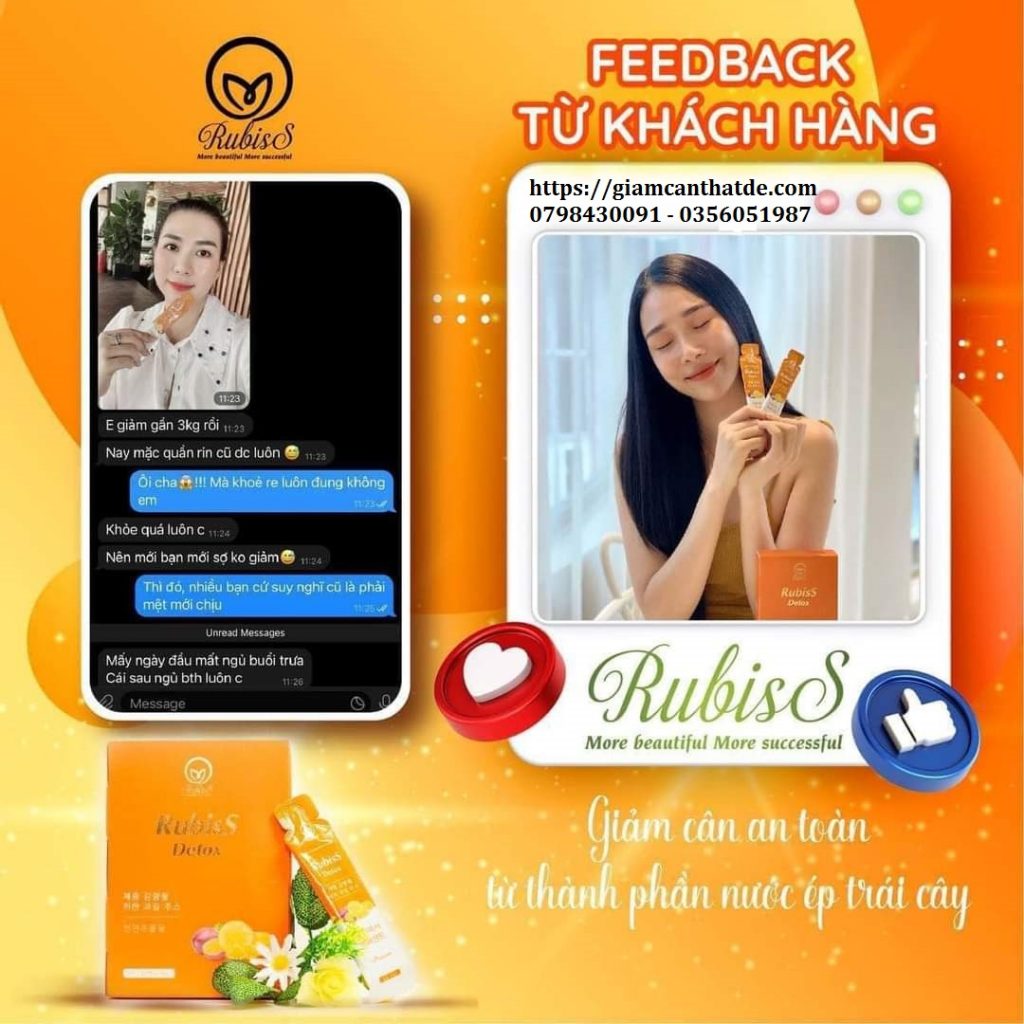 Giảm cân Rubiss Detox - Chính hãng bao giảm 3-8kg mỡ thừa