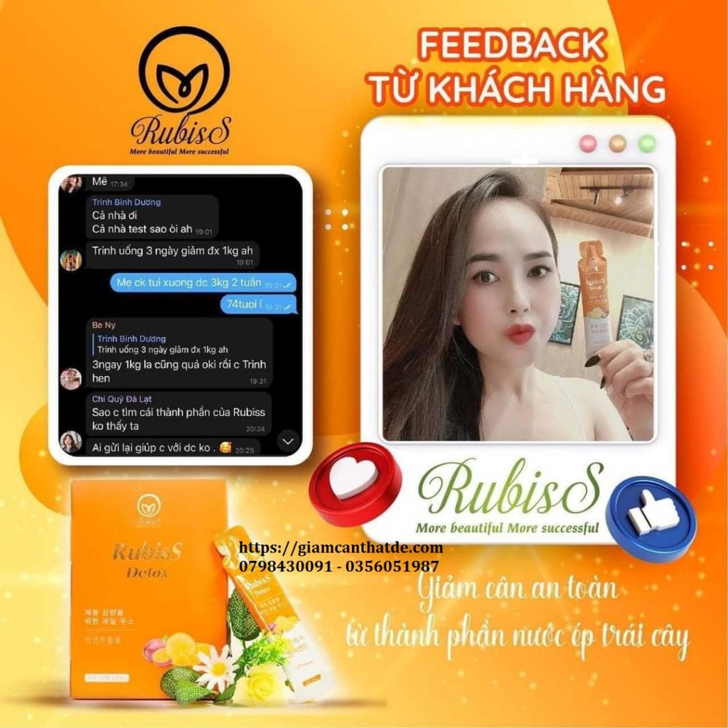 Giảm cân Rubiss Detox - Chính hãng bao giảm 3-8kg mỡ thừa